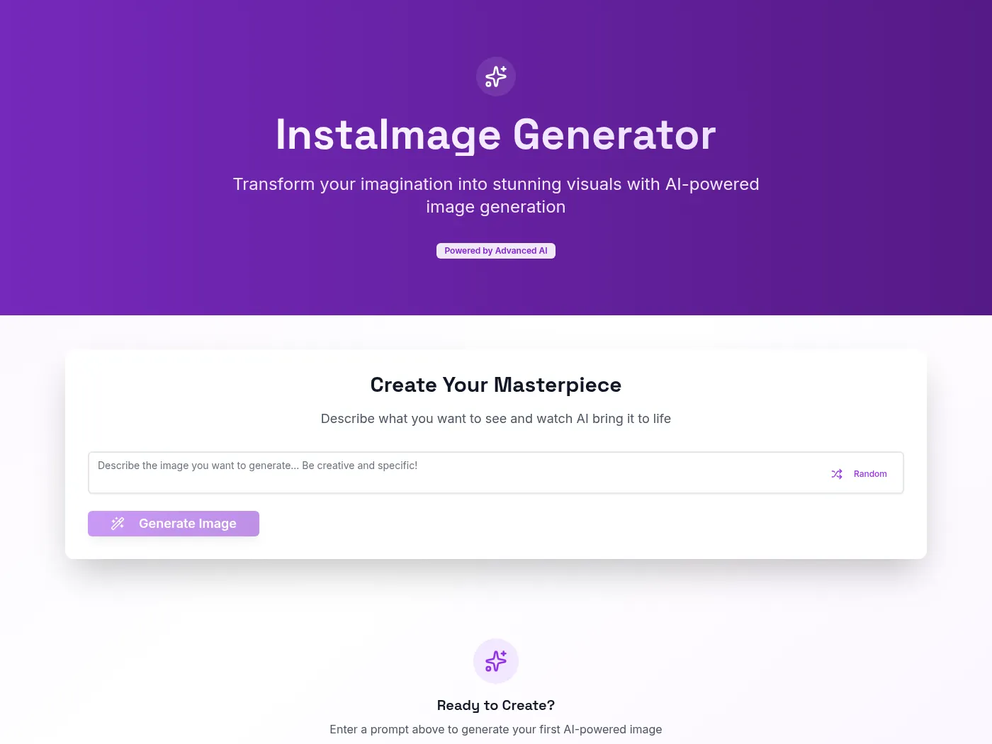InstaImage Generator Website