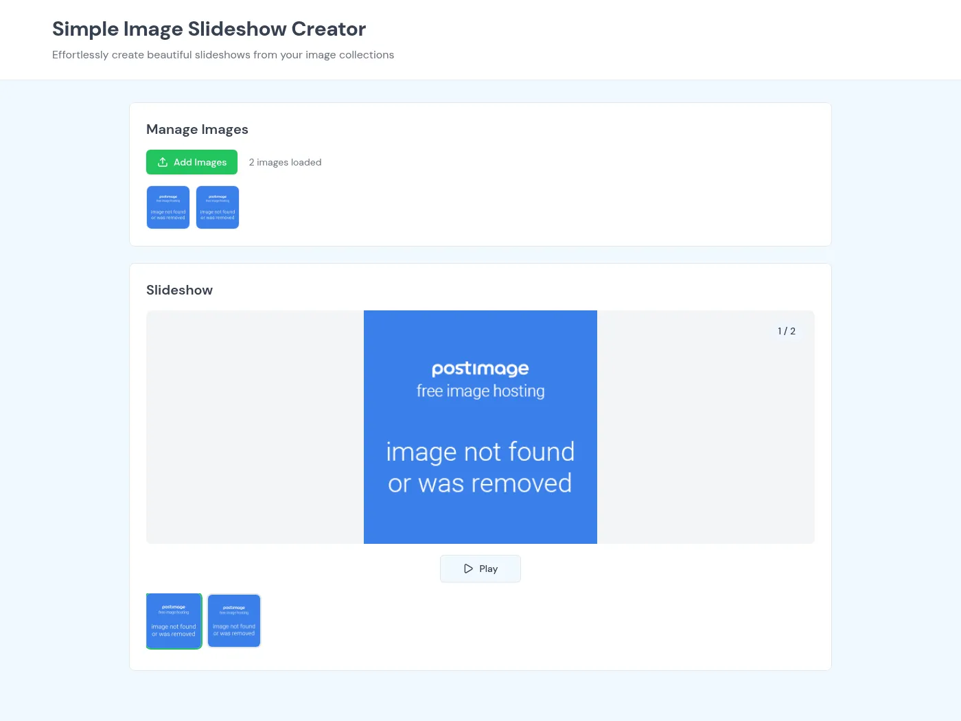 Simple Image Slideshow Creator