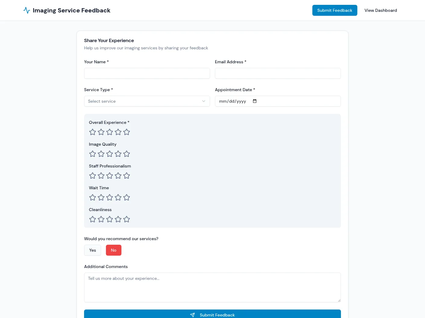Imaging Service Client Feedback Tracker