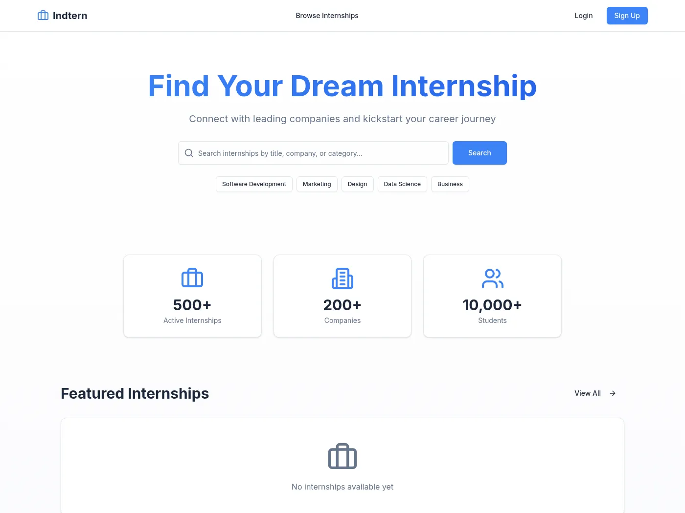 Indtern – Smart Internship Platform for Students, Employers & Admins