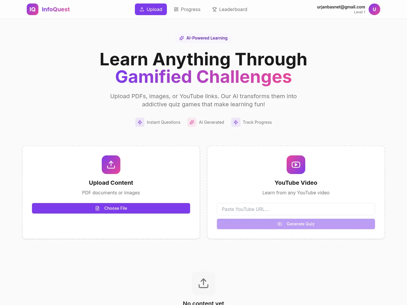 InfoQuest: Learn Anything Through Gameified Content