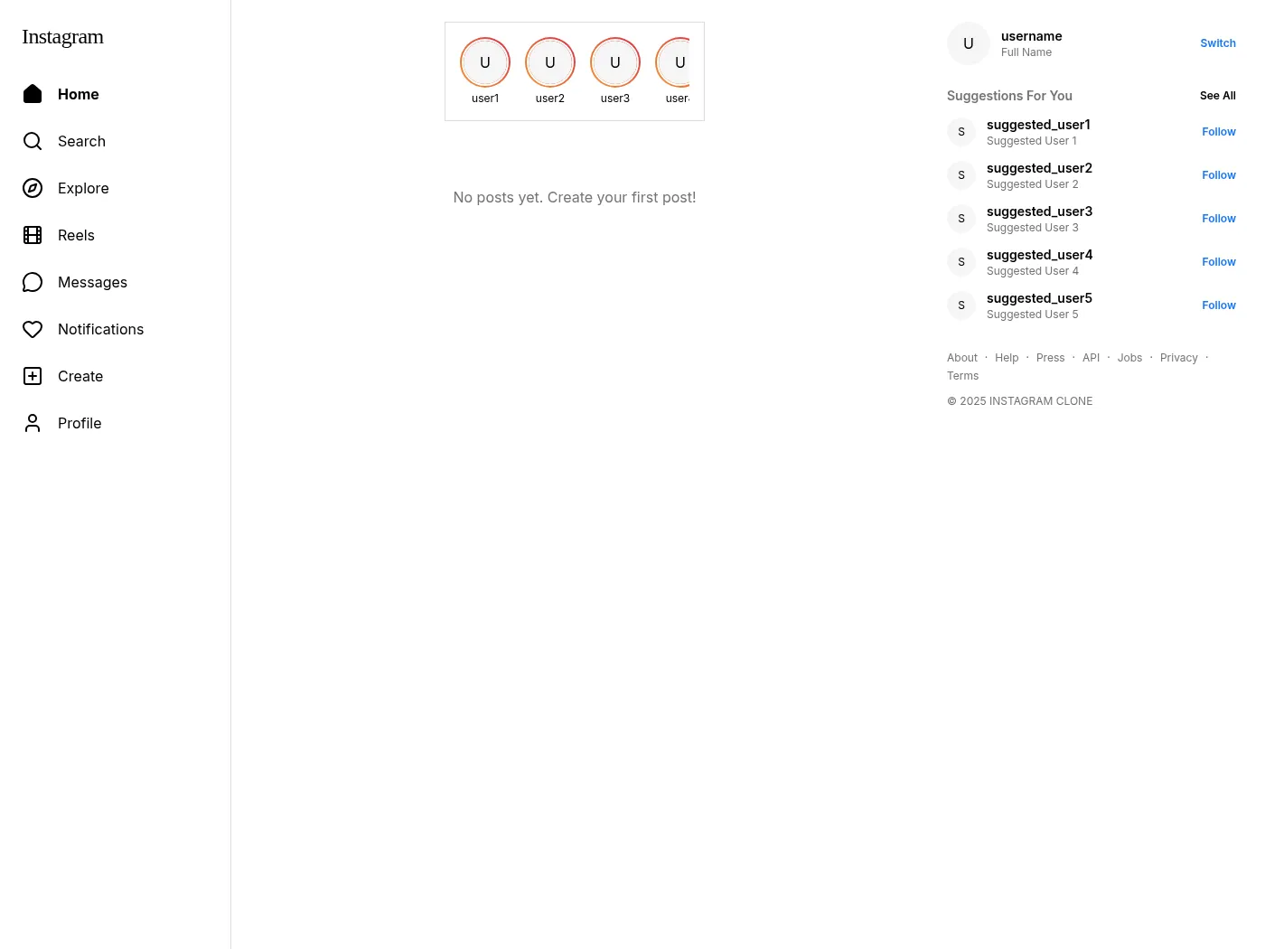 Instagram Web Clone