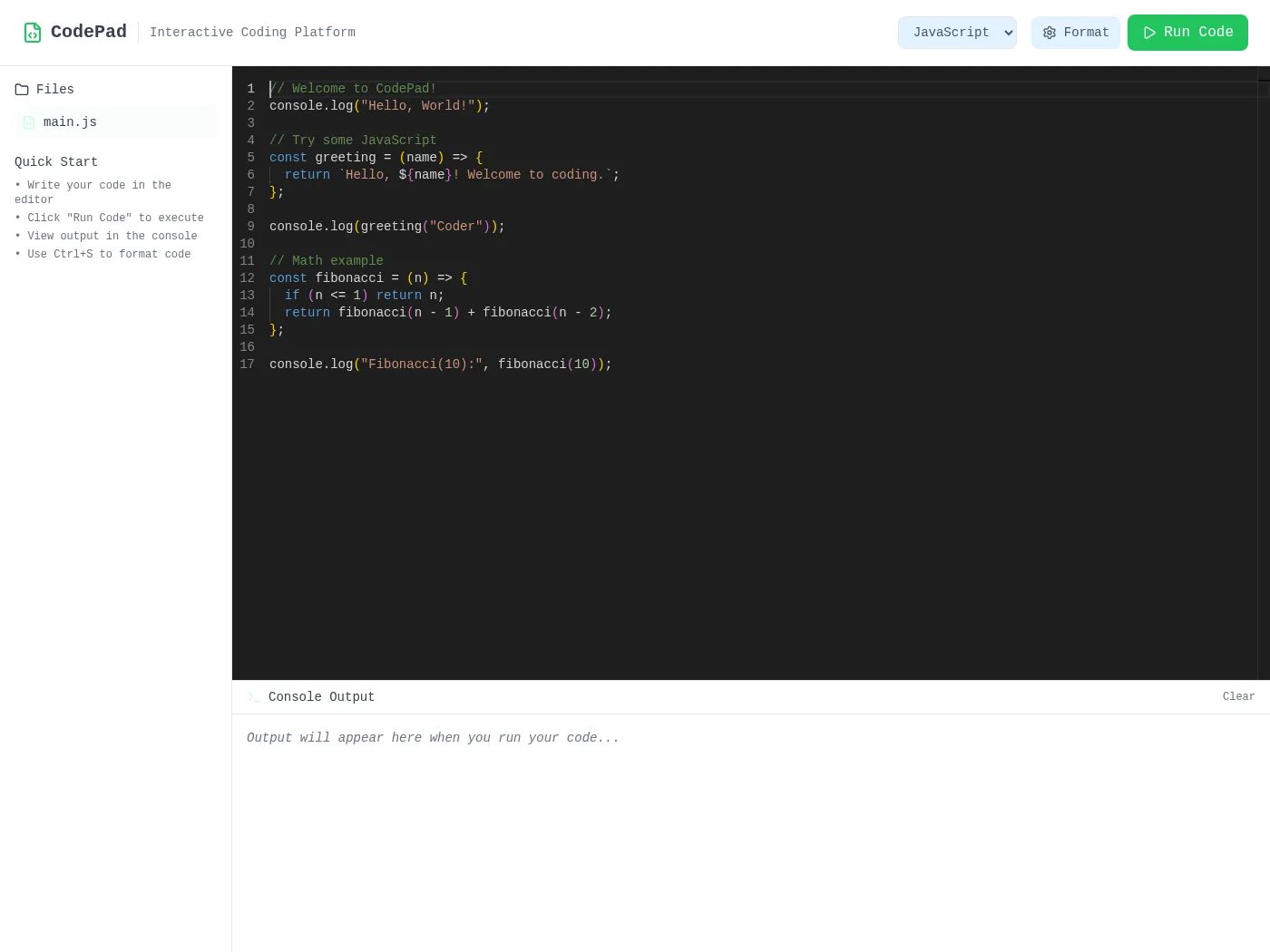 Interactive Online Coding Platform