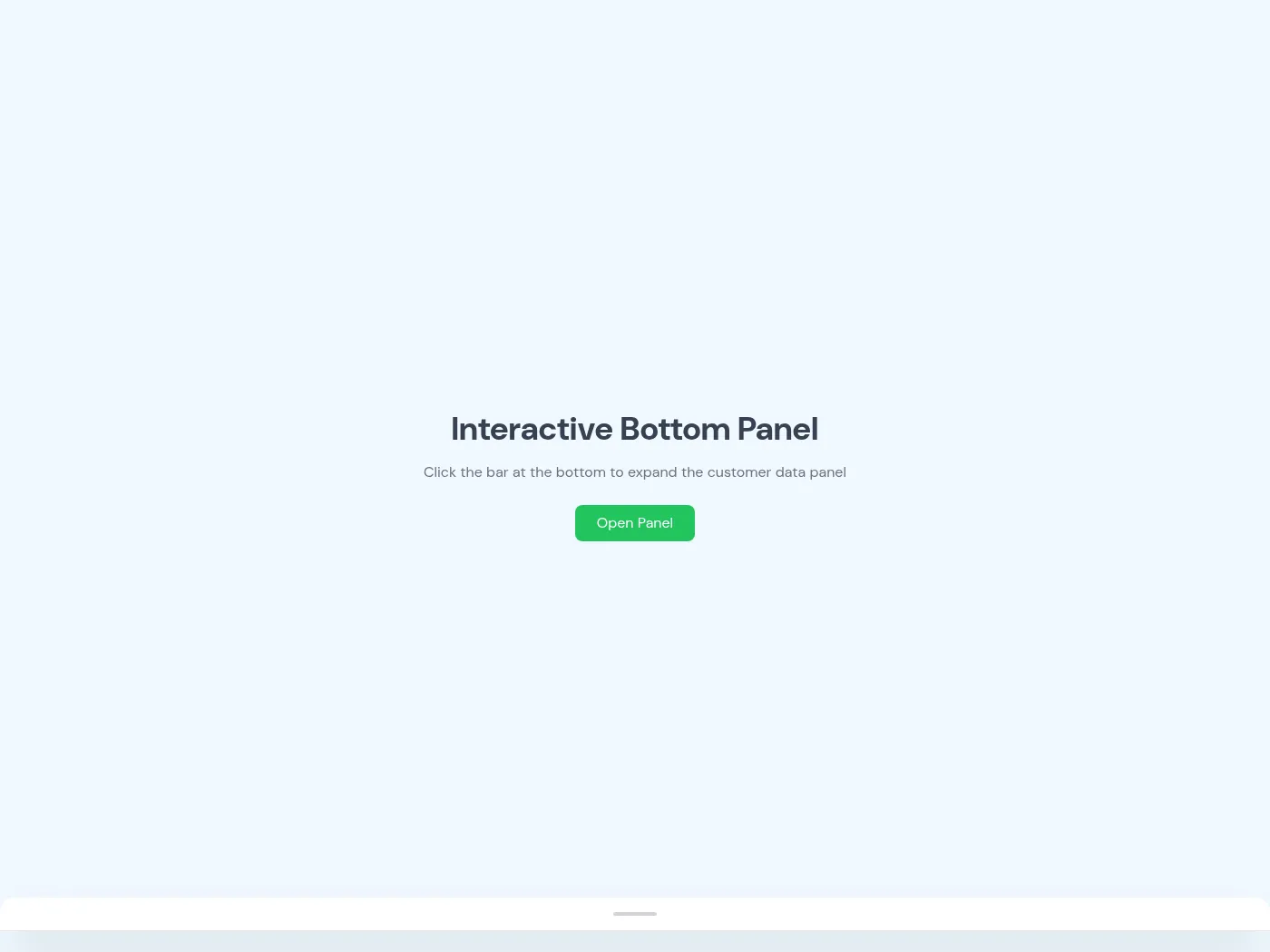 Interactive HTML Bottom Panel with Expandable Table
