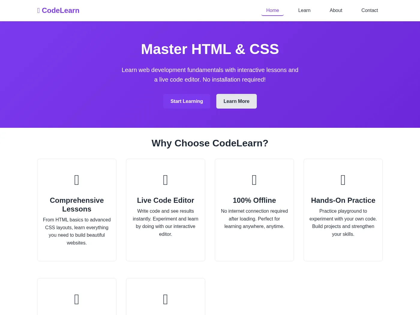 Interactive HTML & CSS Learning Platform