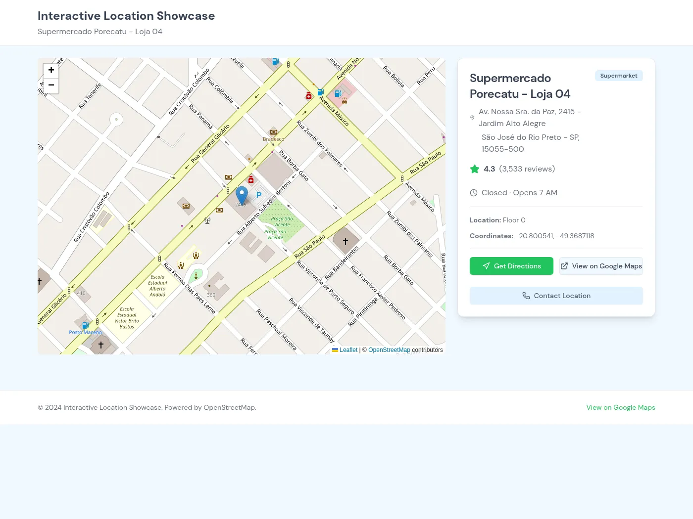 Interactive Map Location Showcase