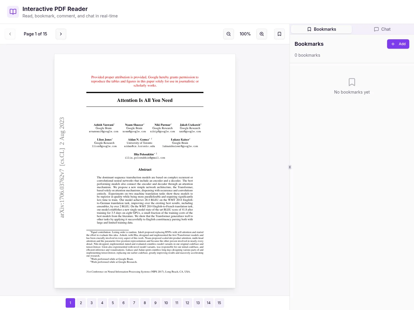 Interactive PDF Reader & Social Bookmarking Platform