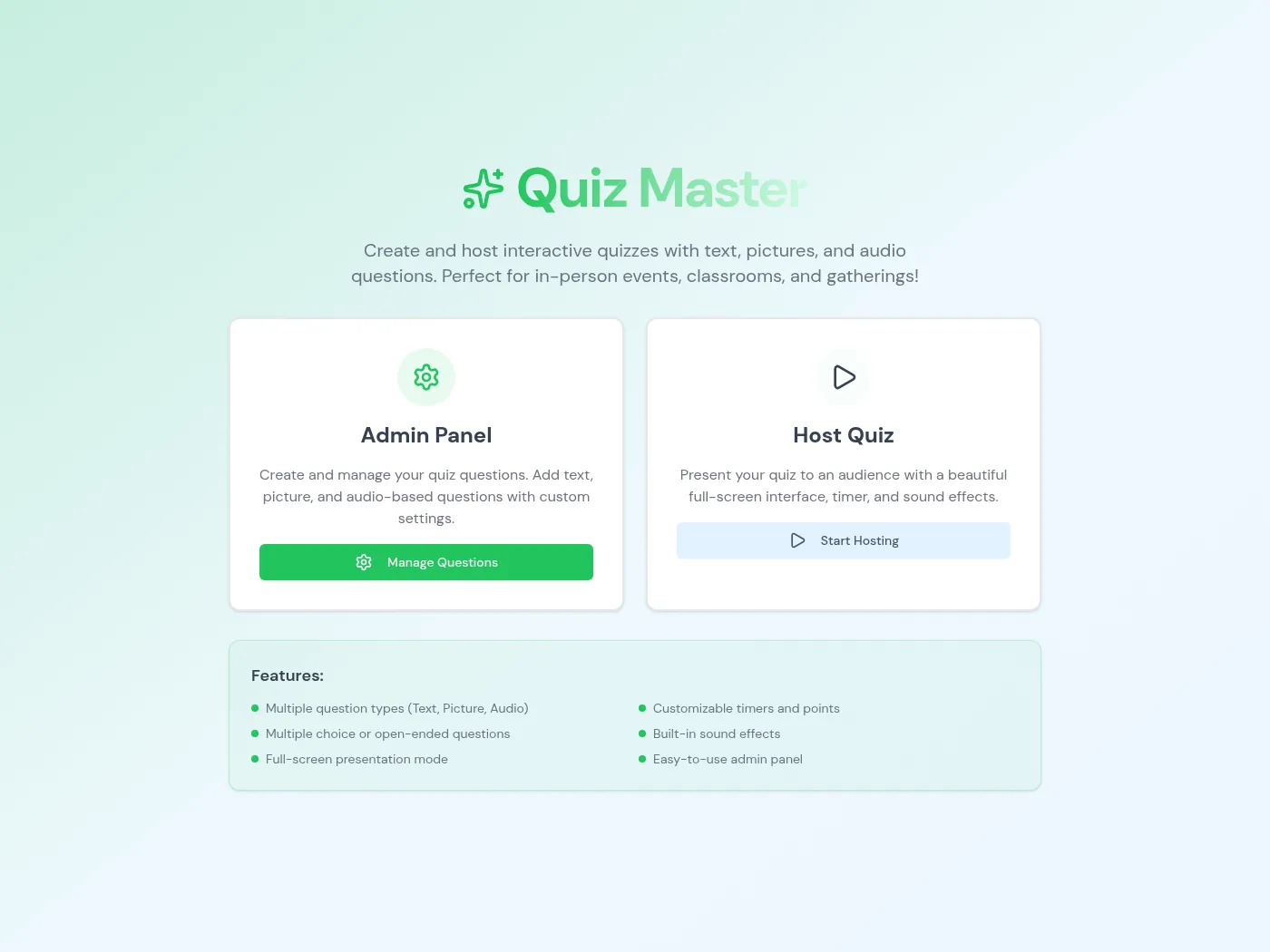 Interactive In-Person Quiz System
