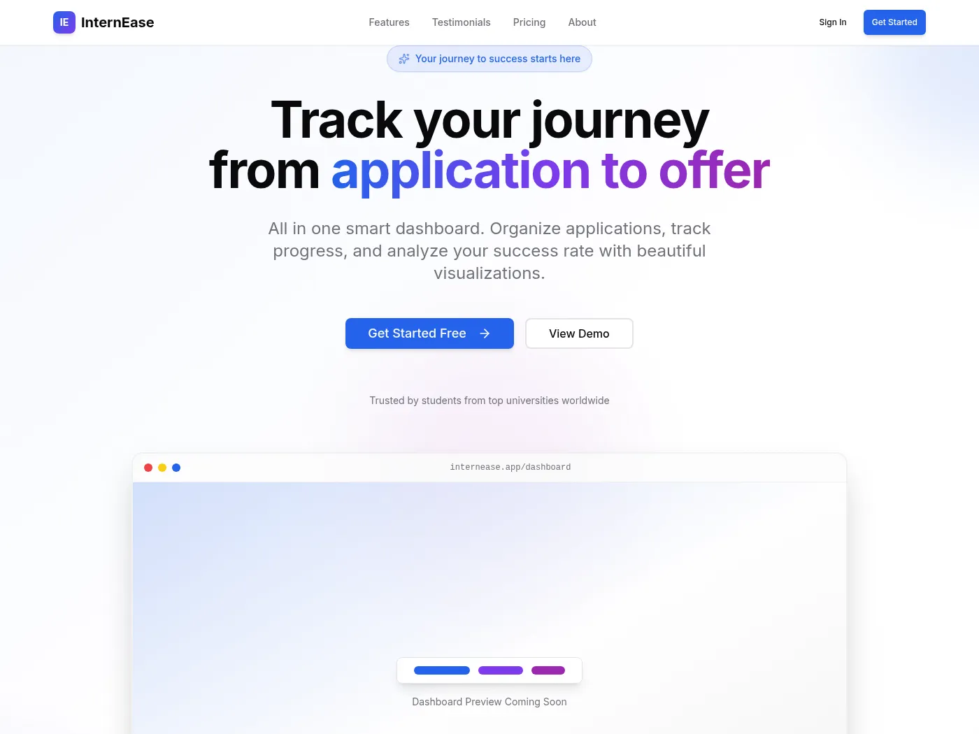 InternEase — Smart Internship Application Tracker Dashboard