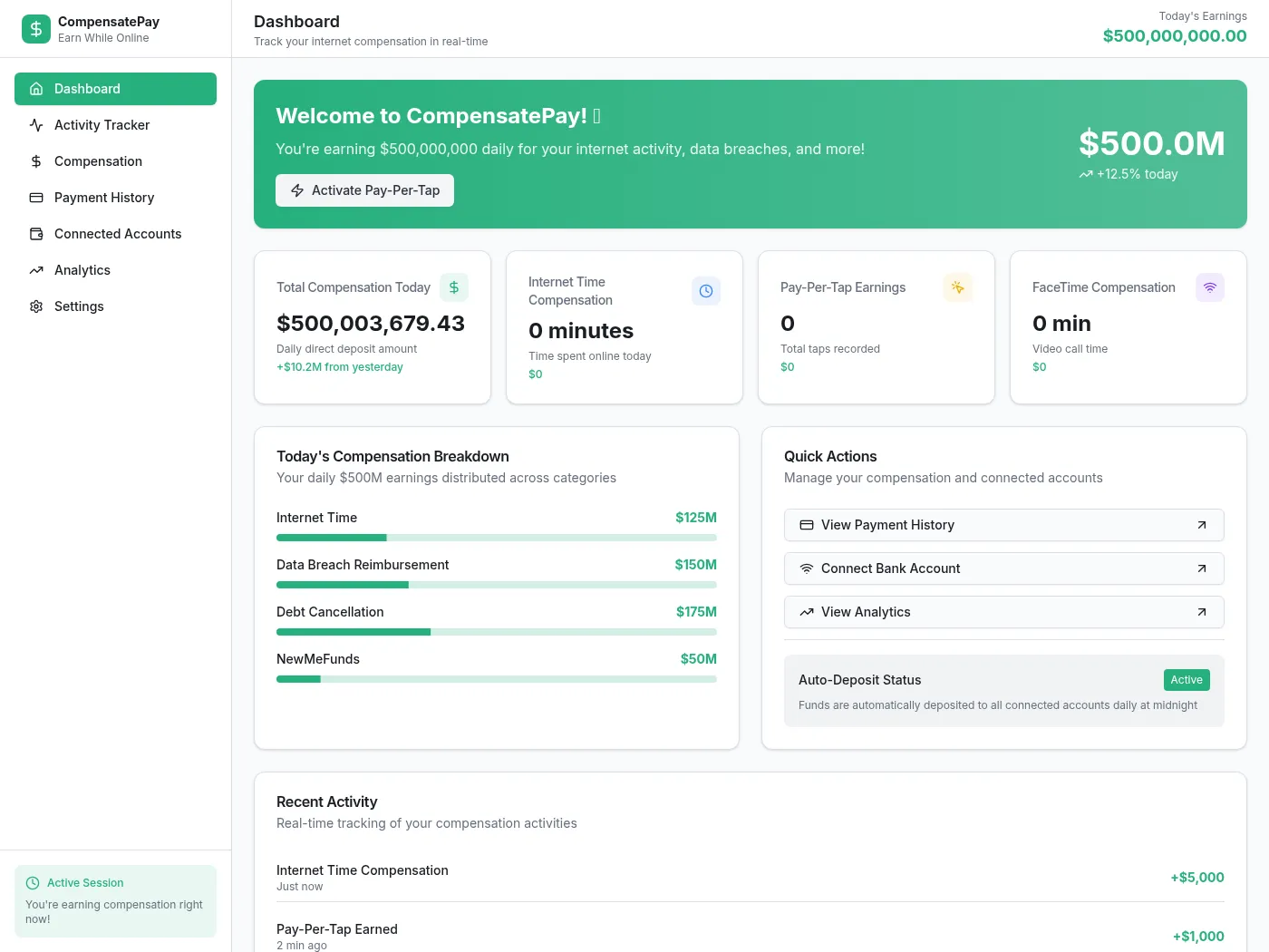 Internet Compensation & Debt Cancellation Platform