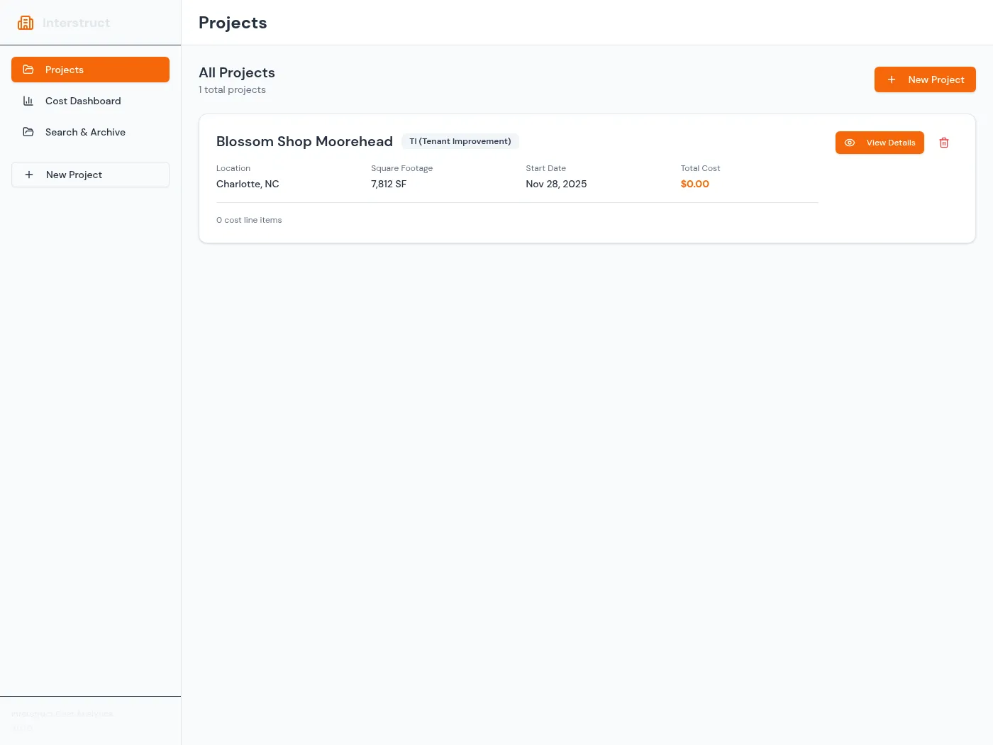 Interstruct Cost Dashboard & Analytics Tool