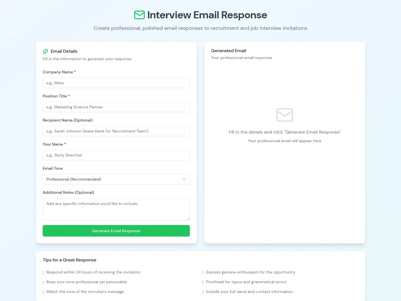 Professional Interview Email Response Template