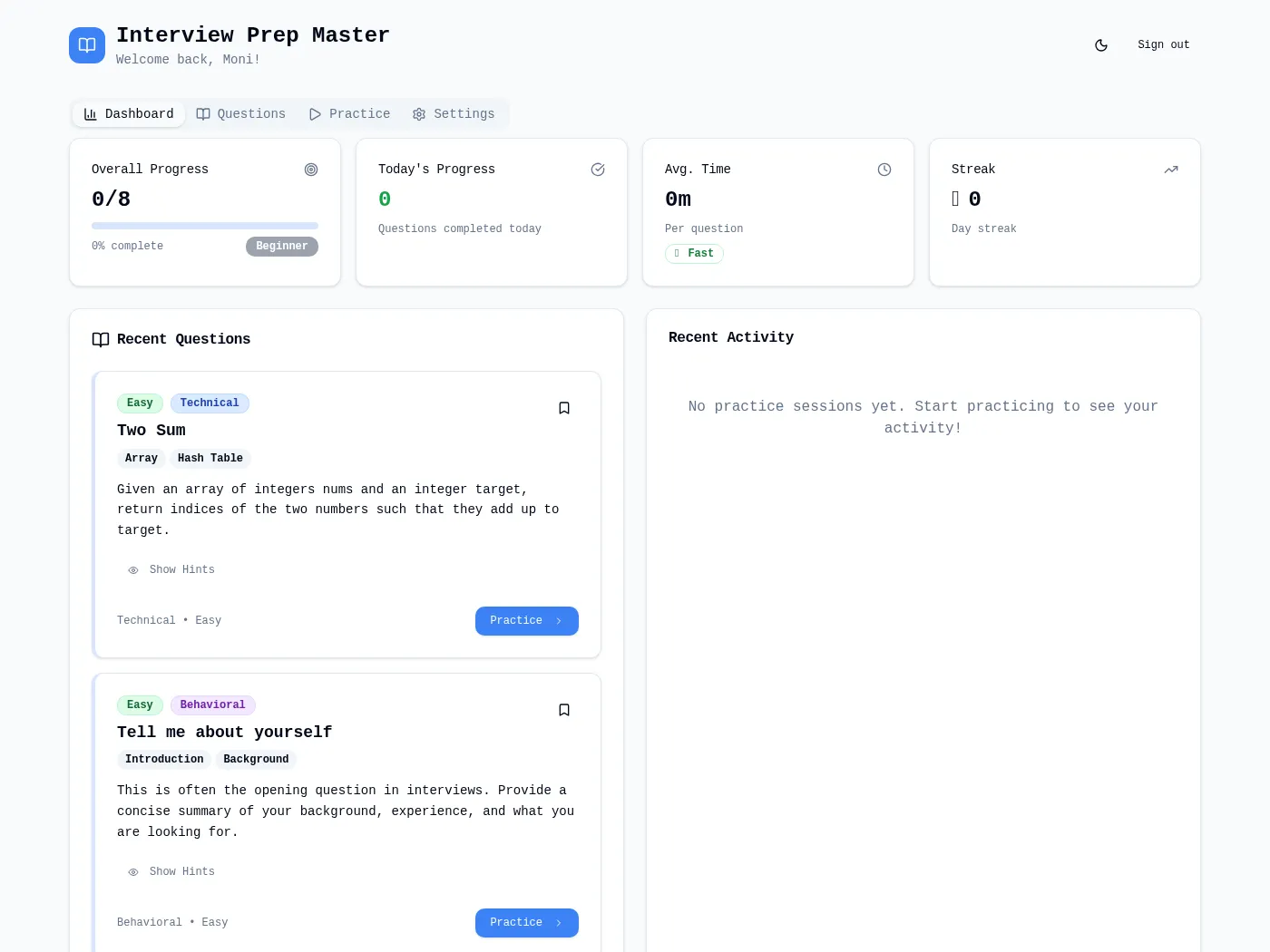 Interview Prep Master: Modern Web App for Practicing Interview Questions