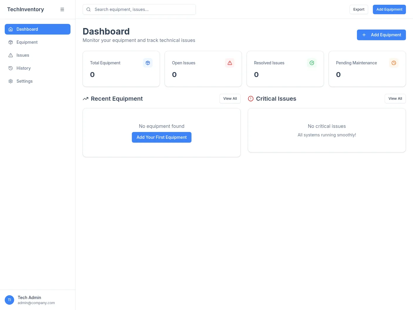 Technical Inventory & Issue Resolution Tracker