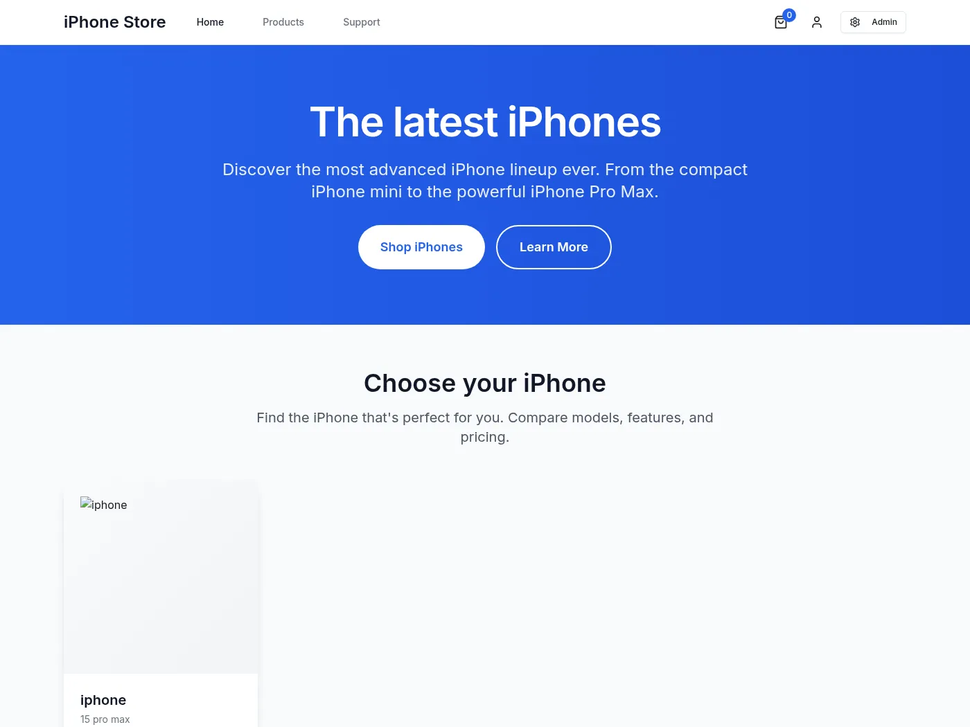 iPhone E-Commerce Website with Admin Panel