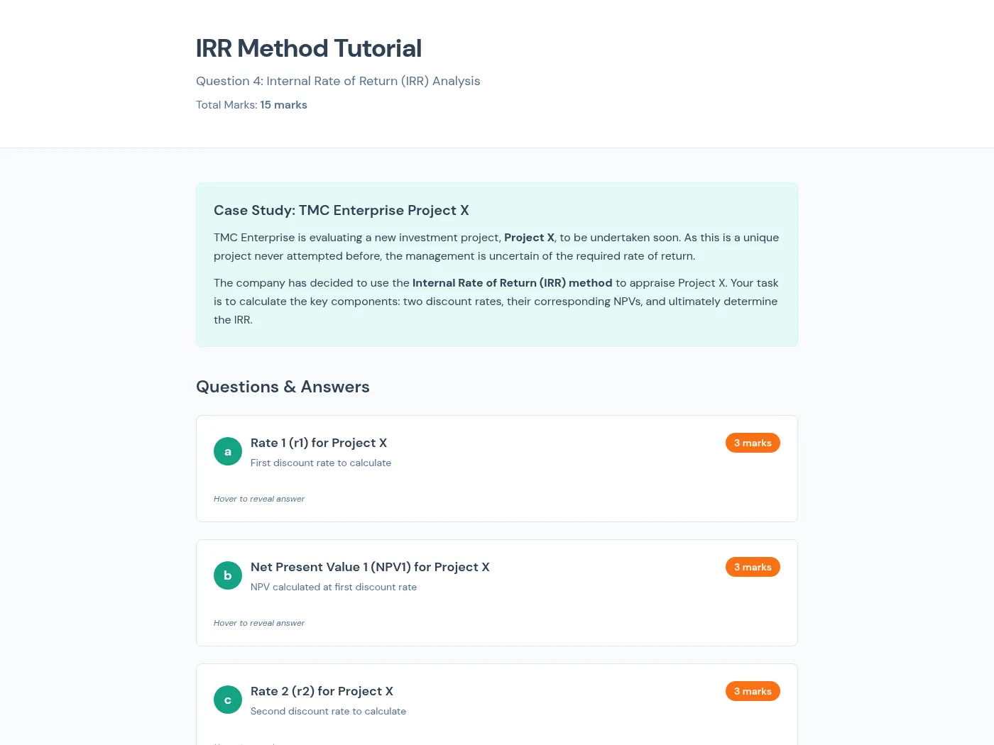 IRR Questions Tutorial