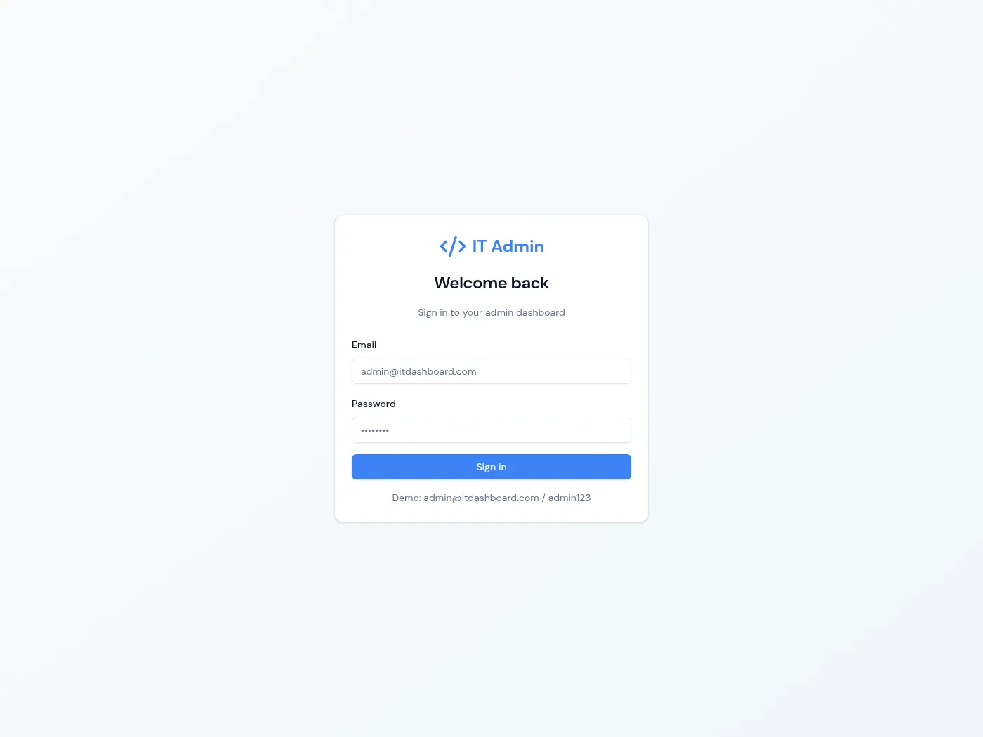 IT Website Developer Admin Dashboard MVP