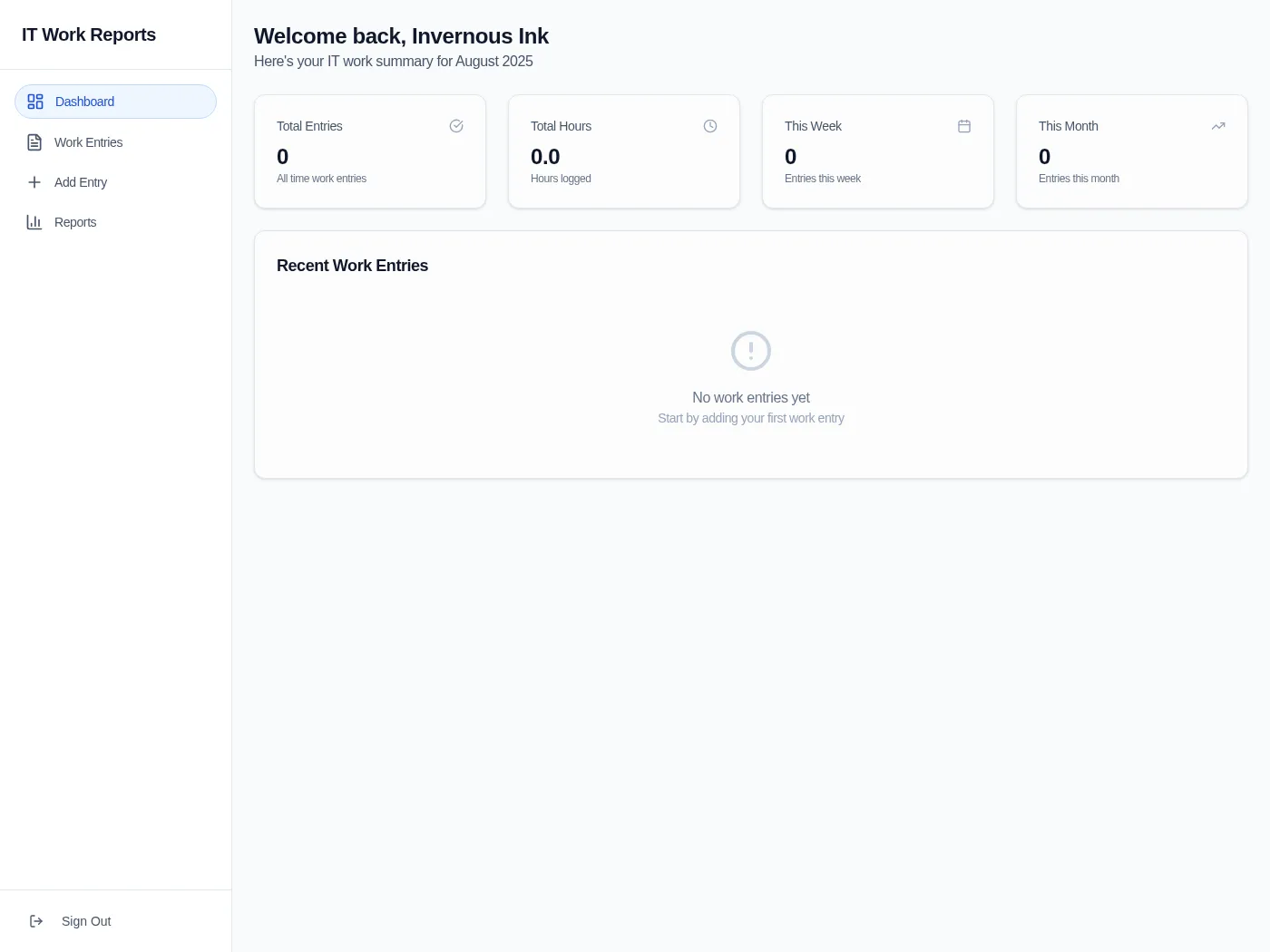 IT Work Reporting and Export System