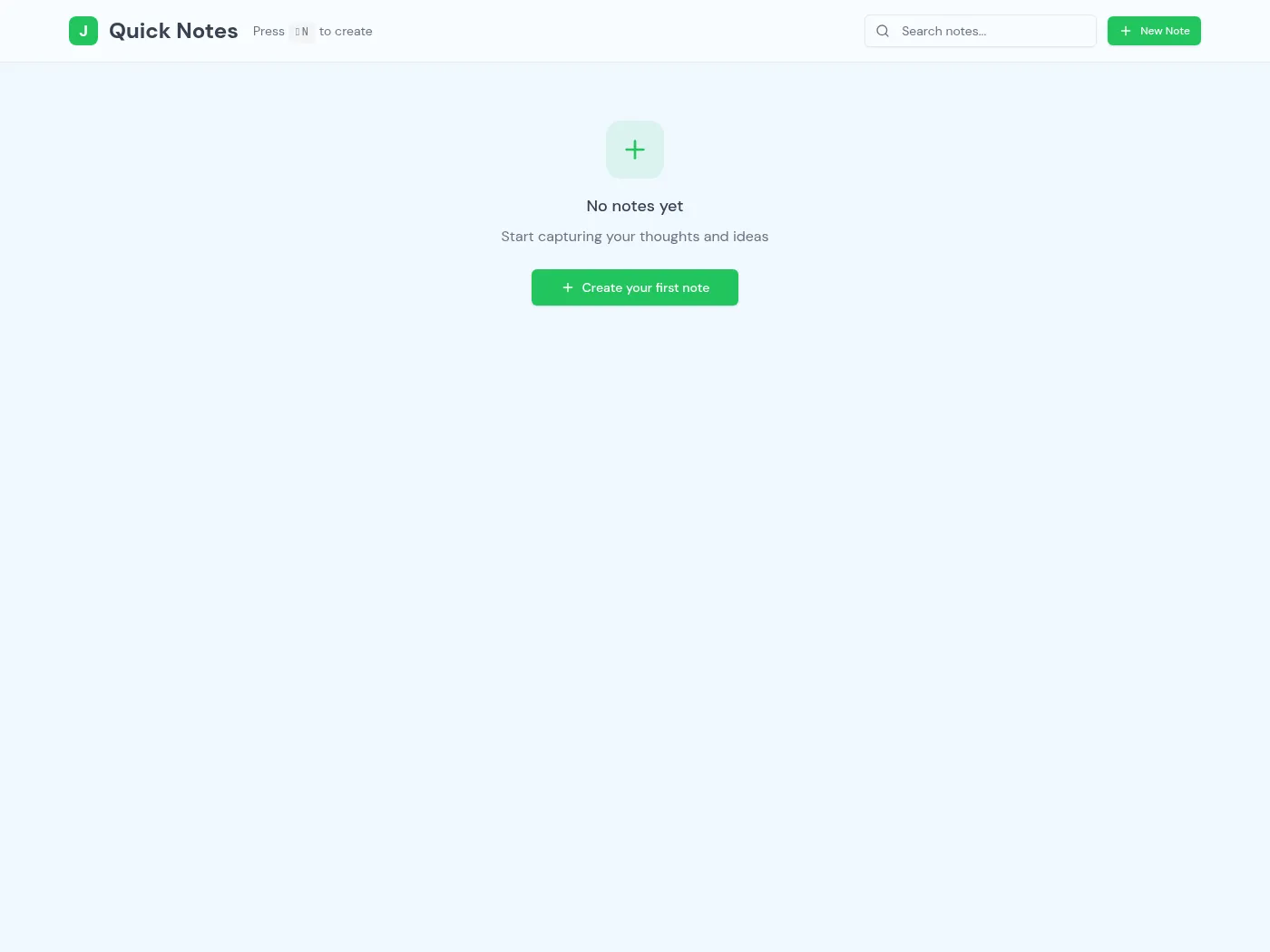 J - Quick Note-Taking Web App