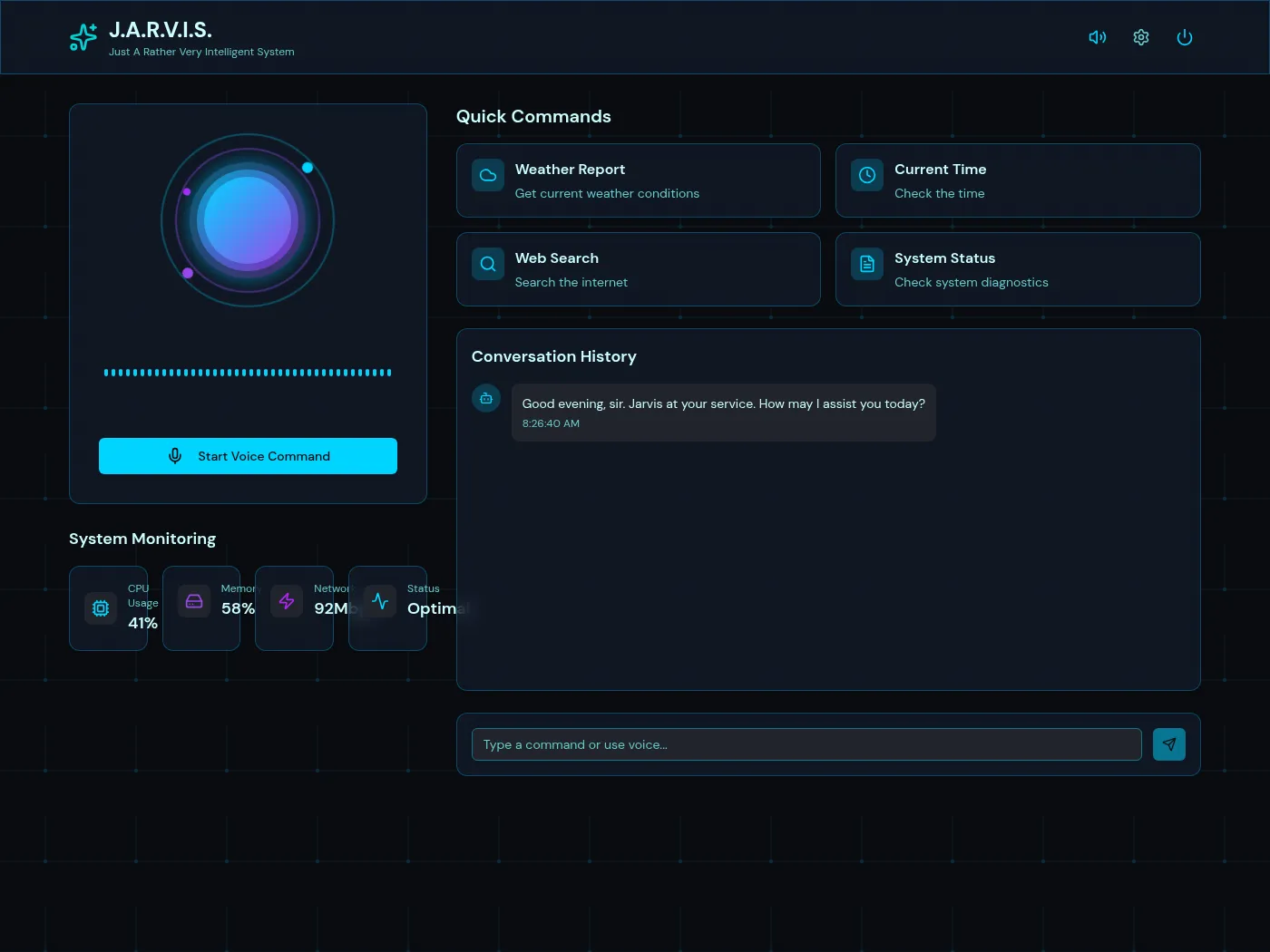 Jarvis-like Virtual Assistant with Python & Massive UI