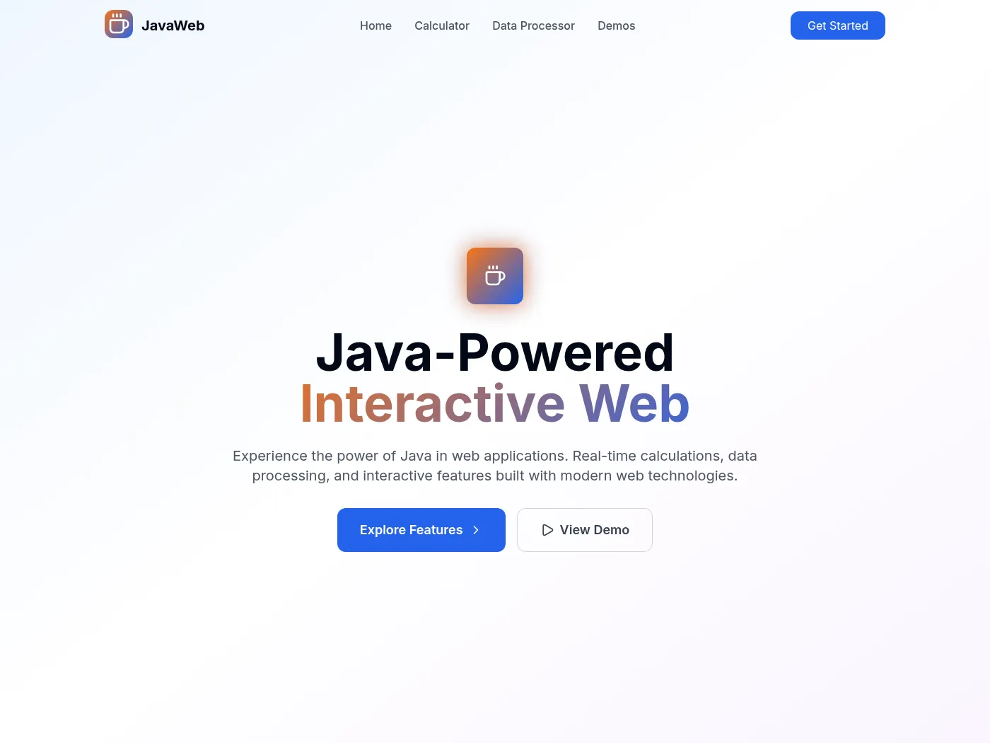 Java-Powered Interactive Website