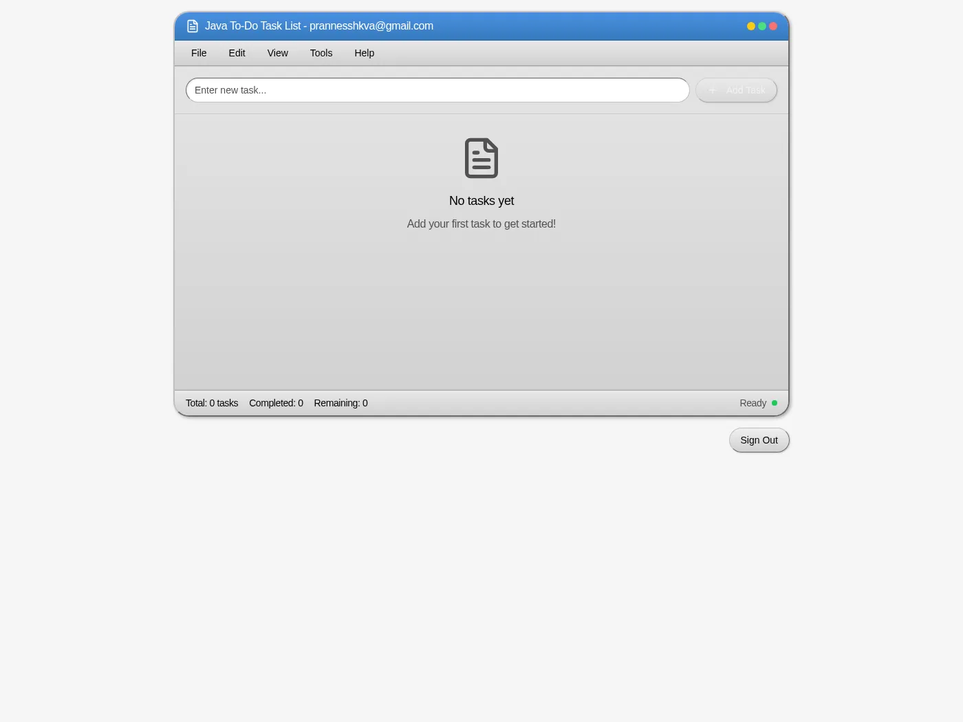 Java To-Do Task List GUI
