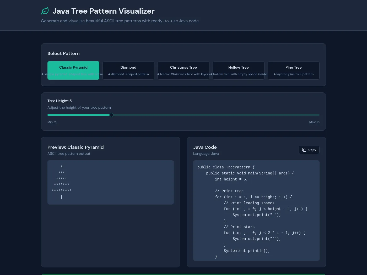 Java Tree Pattern Visualizer