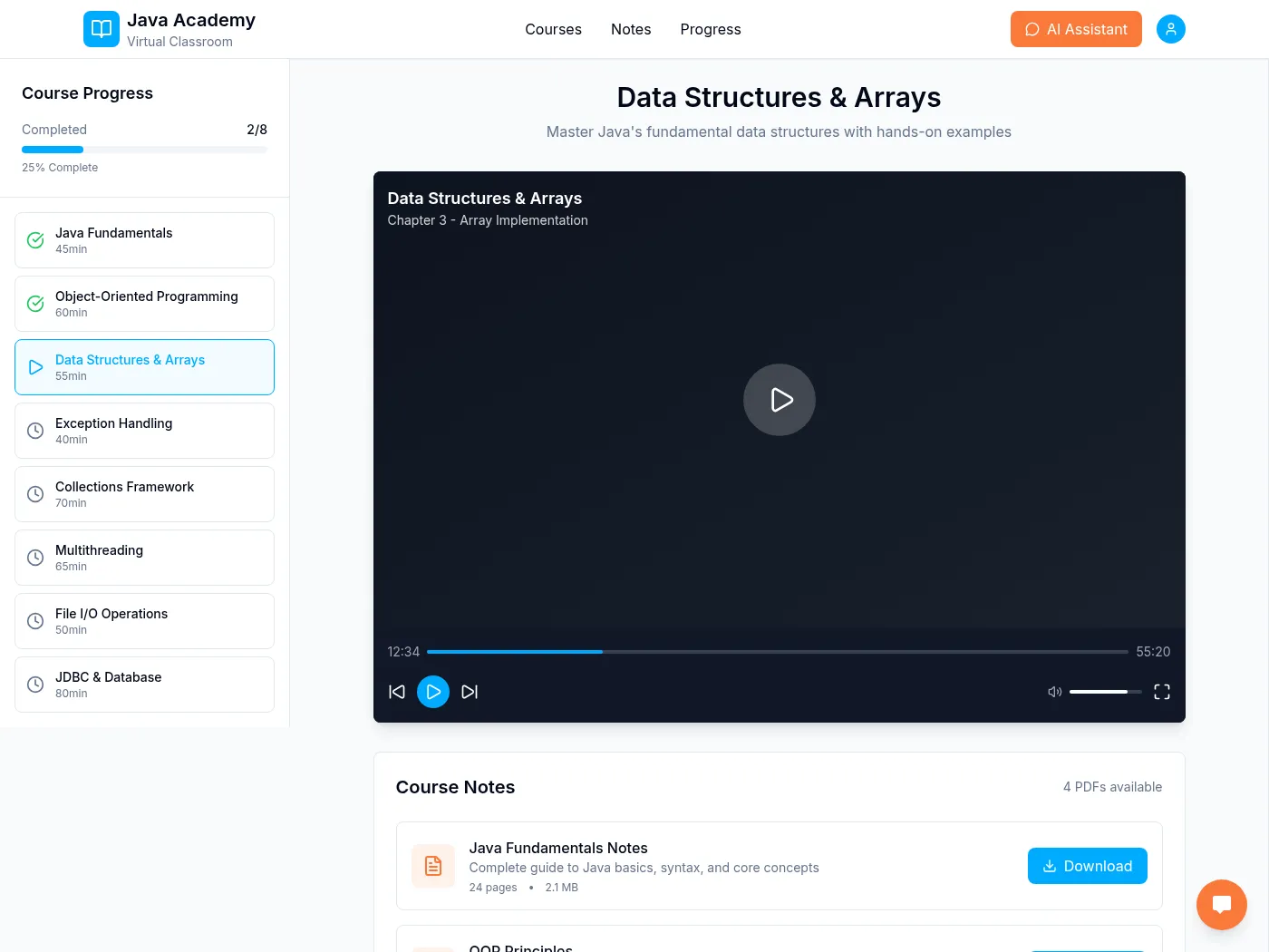 AI-Powered Java Virtual Classroom
