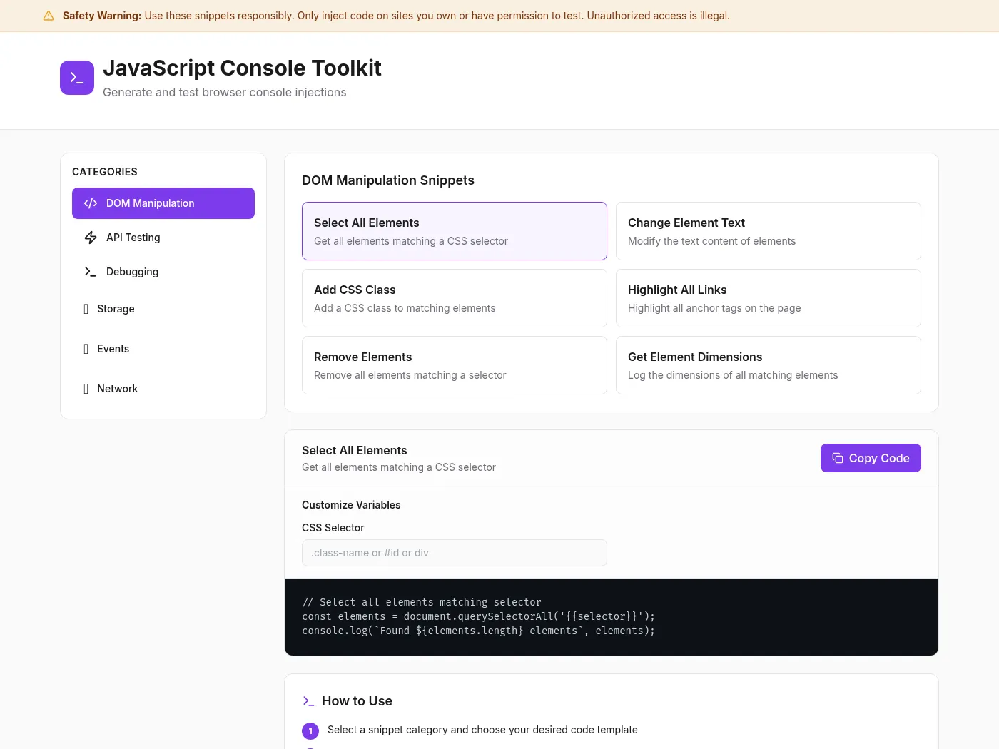 JavaScript Console Injection Toolkit