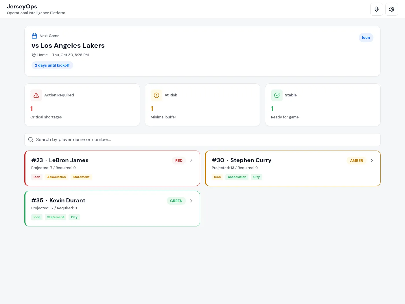 JerseyOps – Preventative Jersey Intelligence Platform for NBA Game-Day Readiness