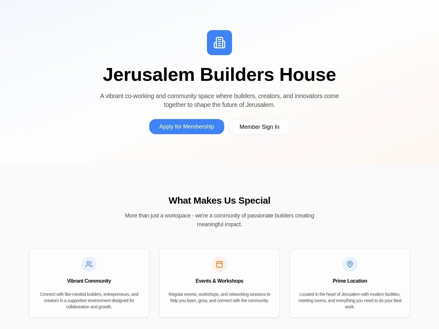 Jerusalem Builders House Community Platform