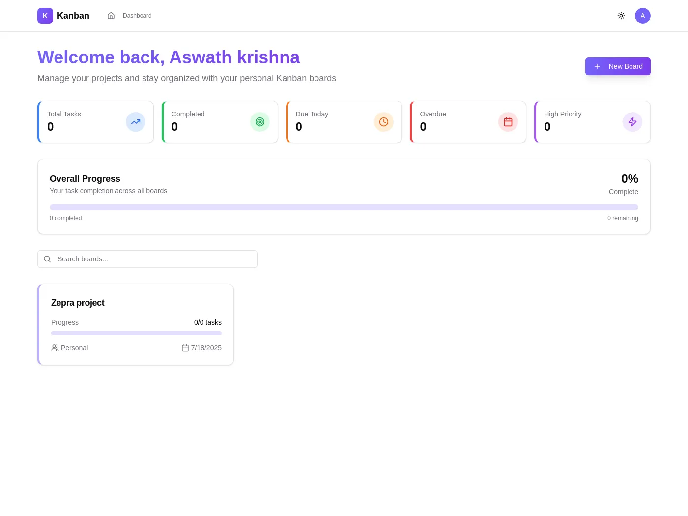 Modern Kanban Task Management Web App