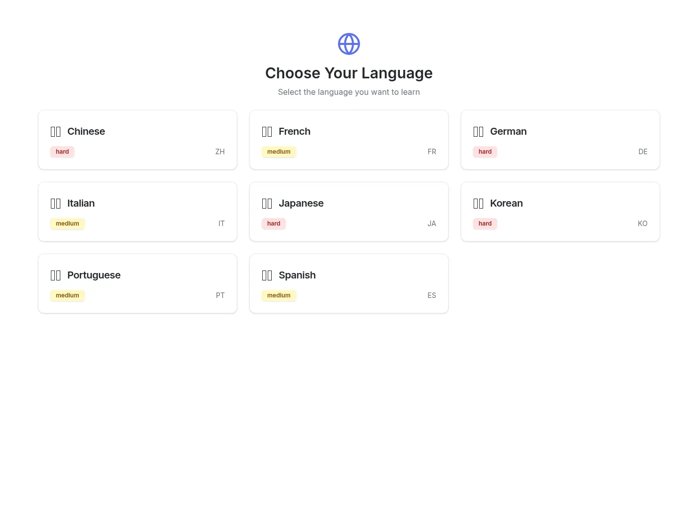 Fully Functional Language Learning Web App