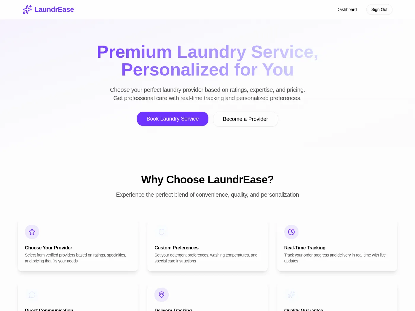 LaundrEase: Personalized Laundry Pickup & Delivery Platform