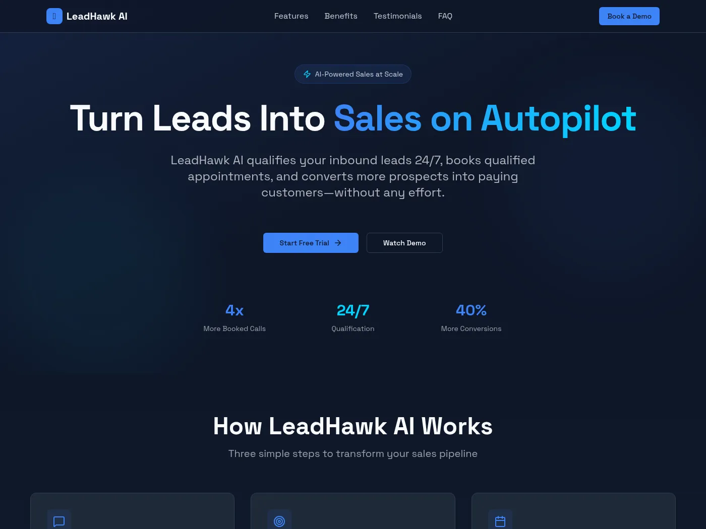 LeadHawk AI: Smart AI-Powered Sales Outreach Platform (Blue & Black Theme)