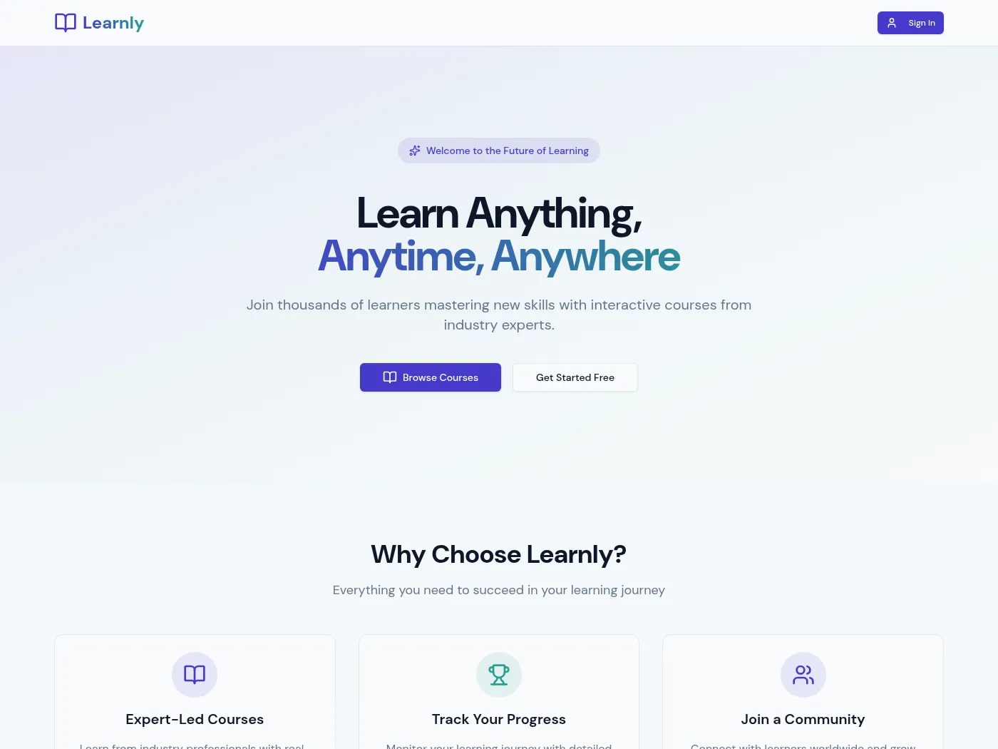 Learnly eLearning Platform