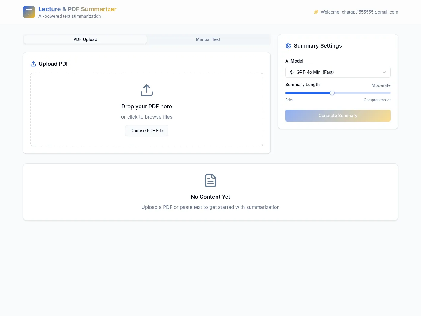 Lecture & PDF Summarizer Web App