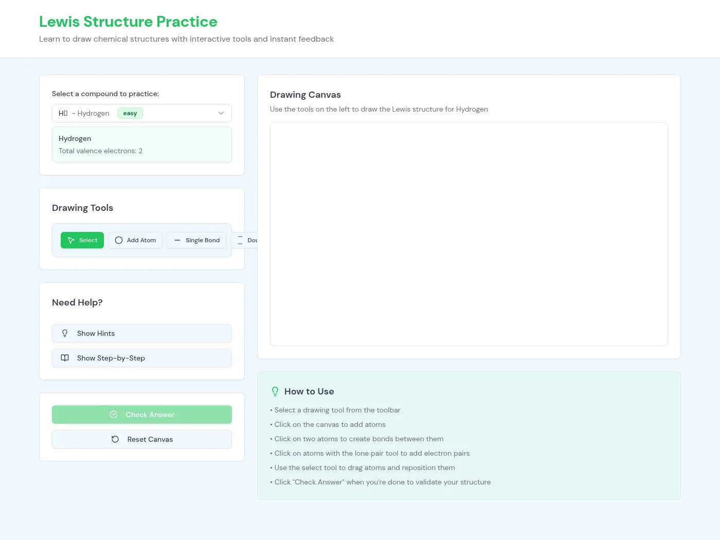 Lewis Structure Interactive Learning App