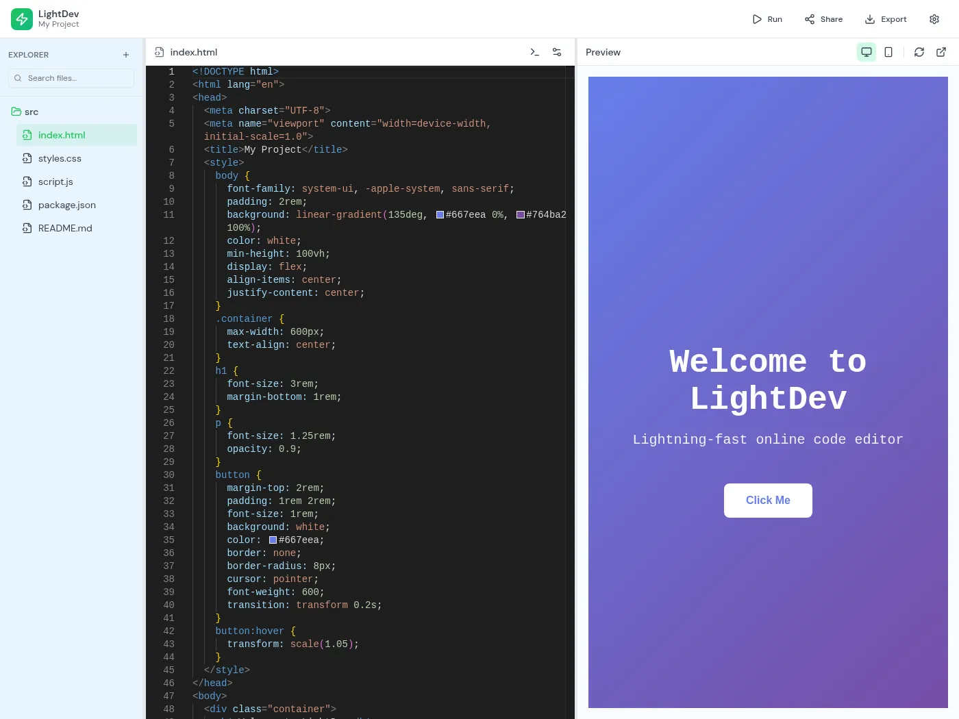 LightDev: Lightning-Fast Online Code Editor