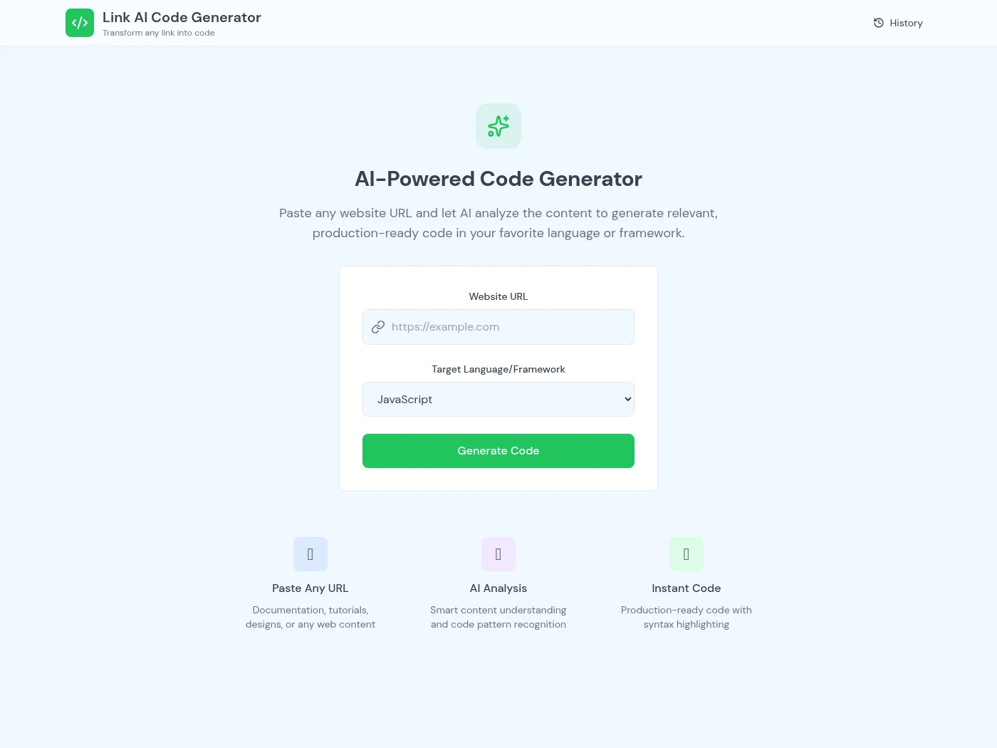 Link-based AI Code Generator