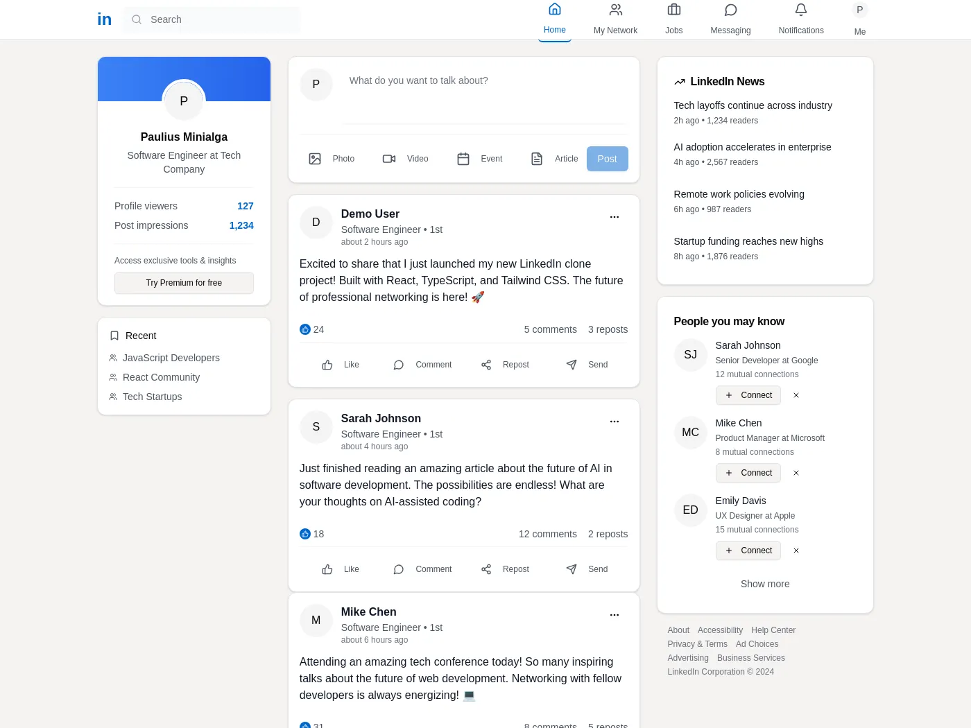 LinkedIn Clone - Professional Networking Platform