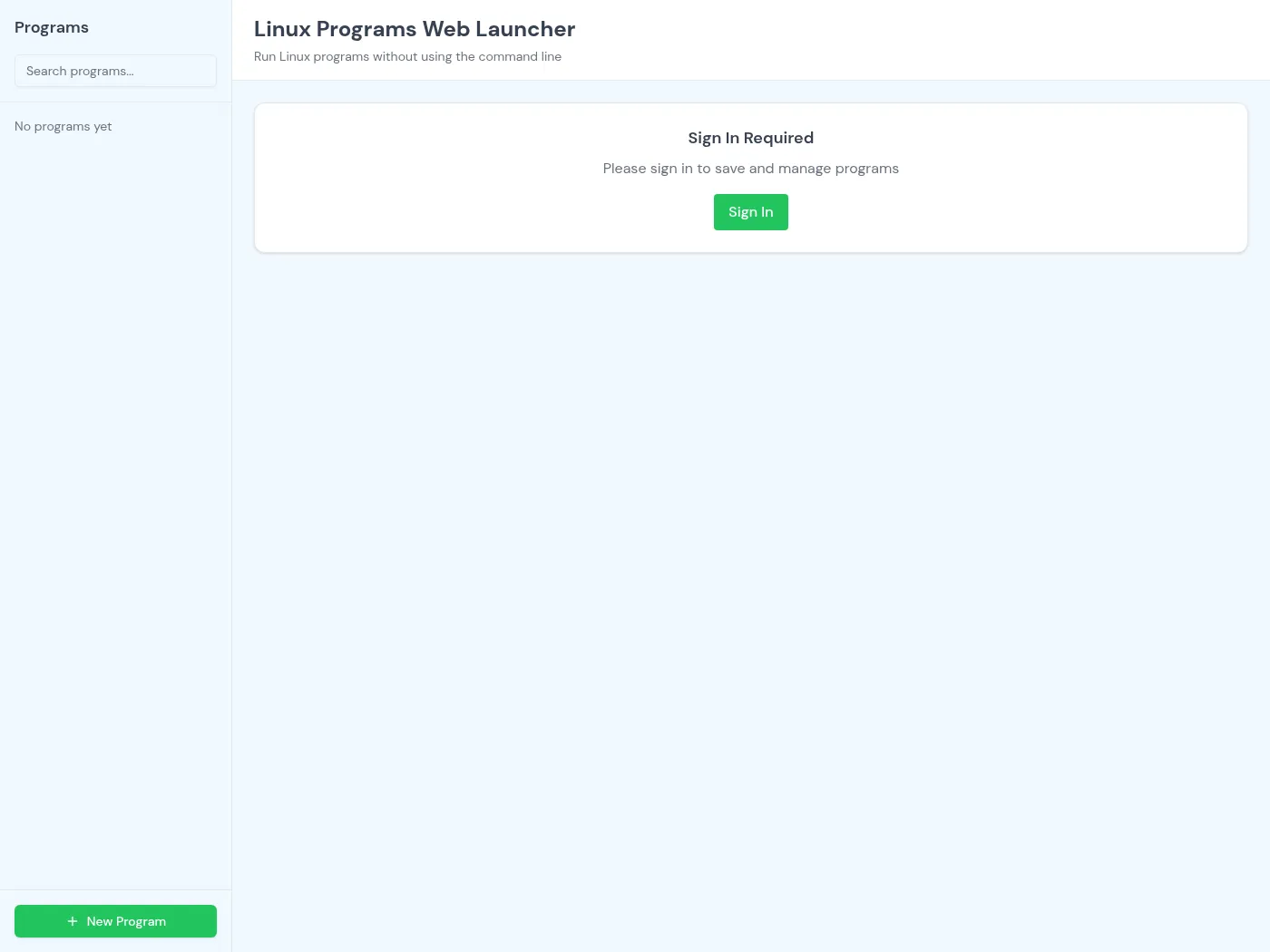 Linux Programs Web Launcher
