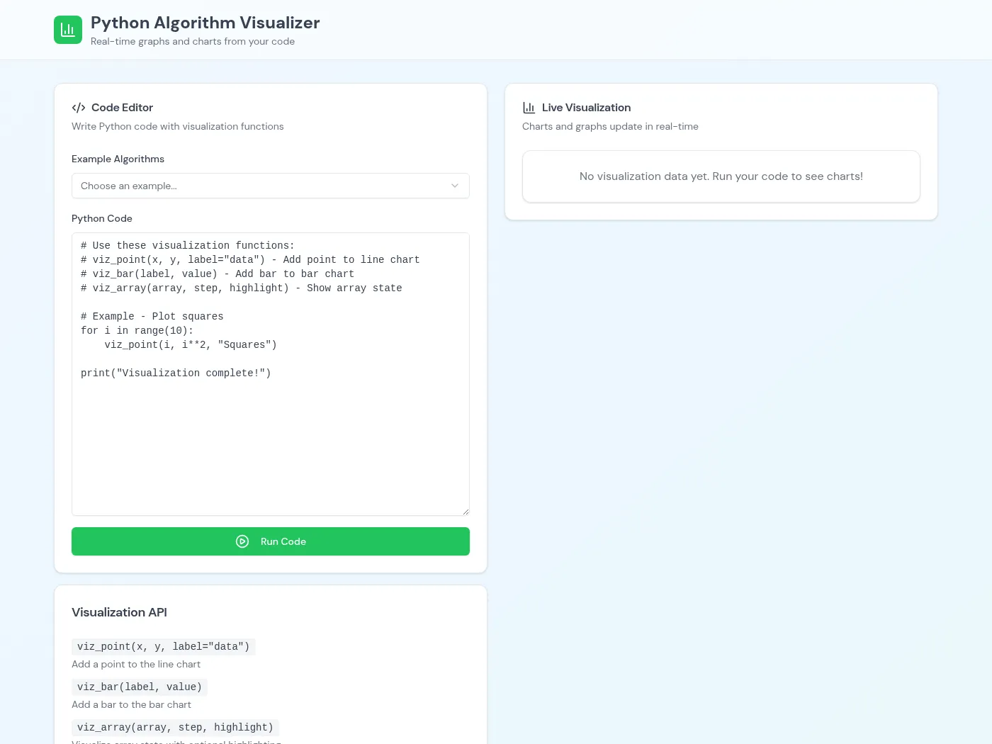 Live Python Algorithm Visualizer