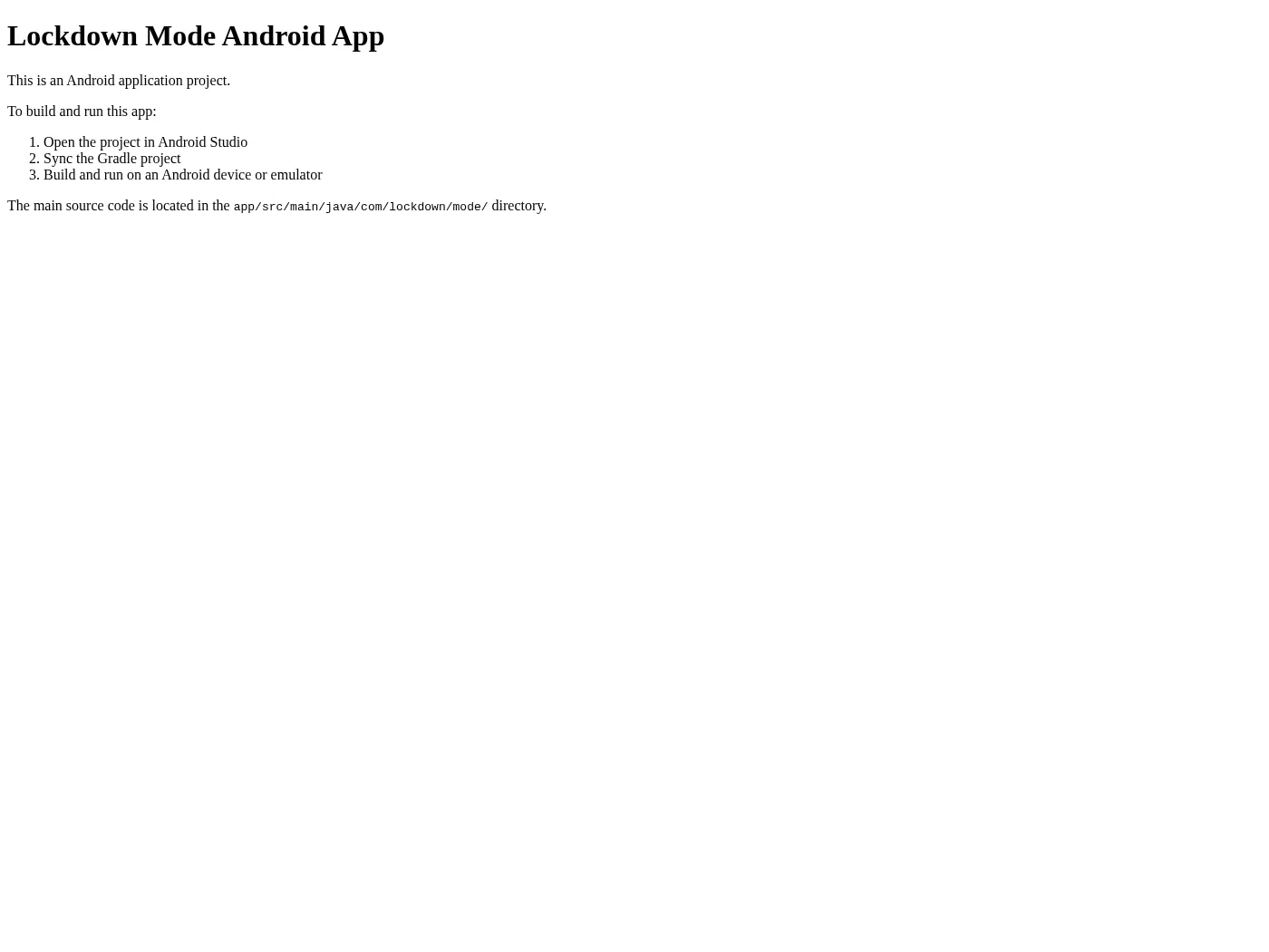 Lockdown Mode Android App