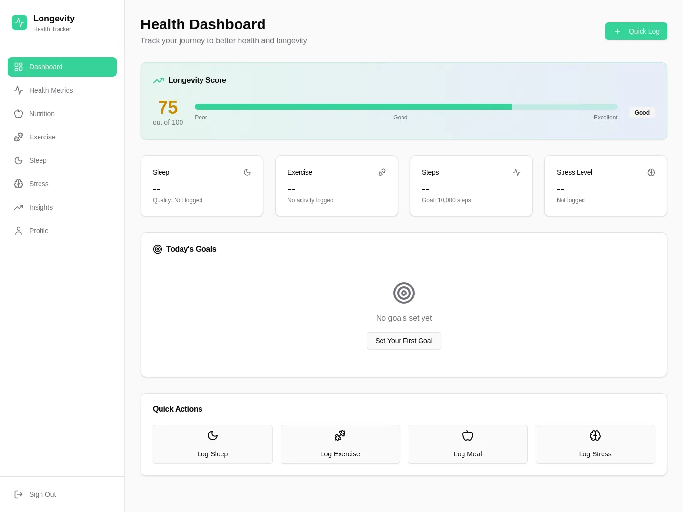 Longevity Tracker - Health & Wellness App