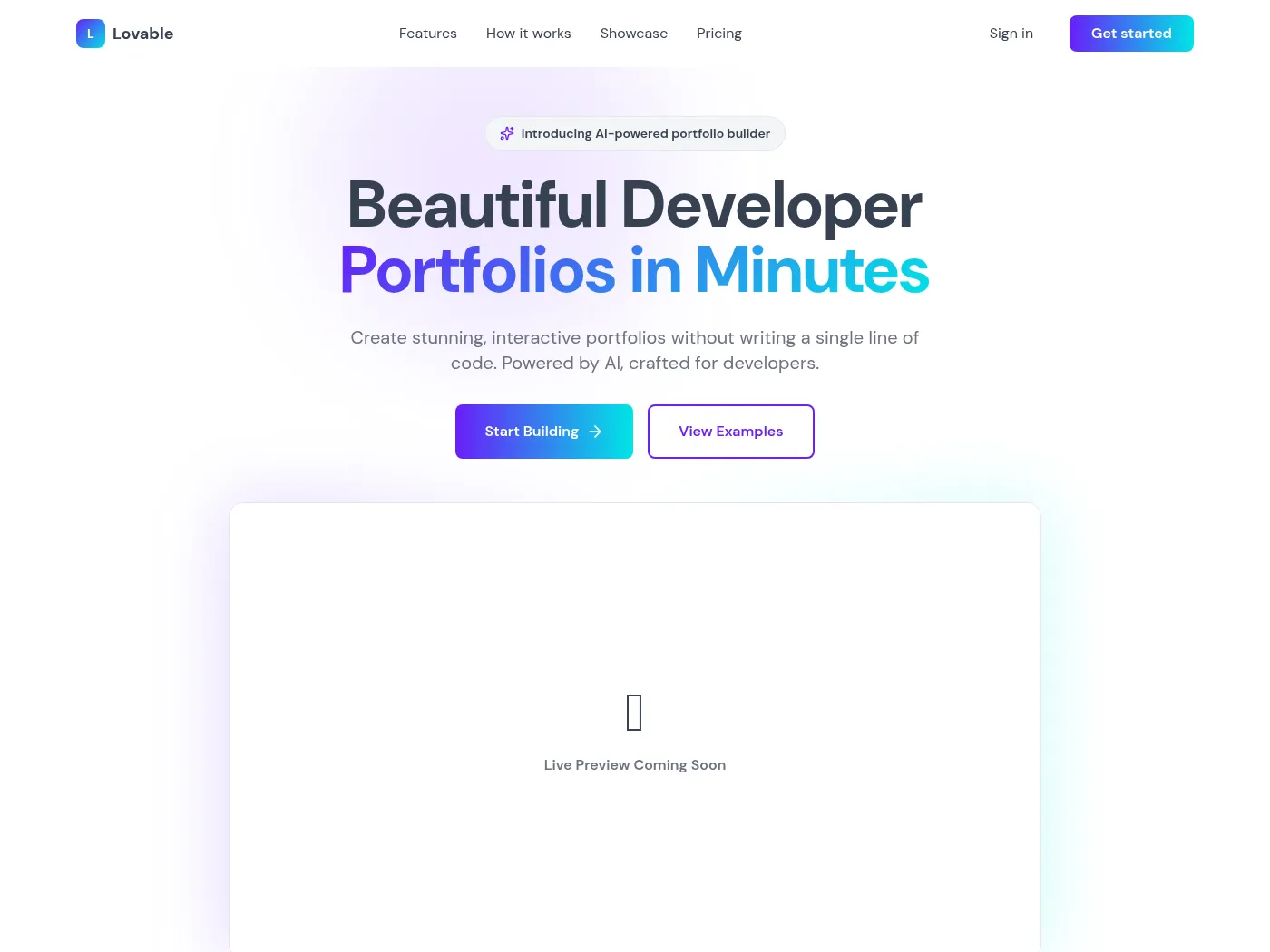 Lovable.dev Clone - Dev Portfolio Builder
