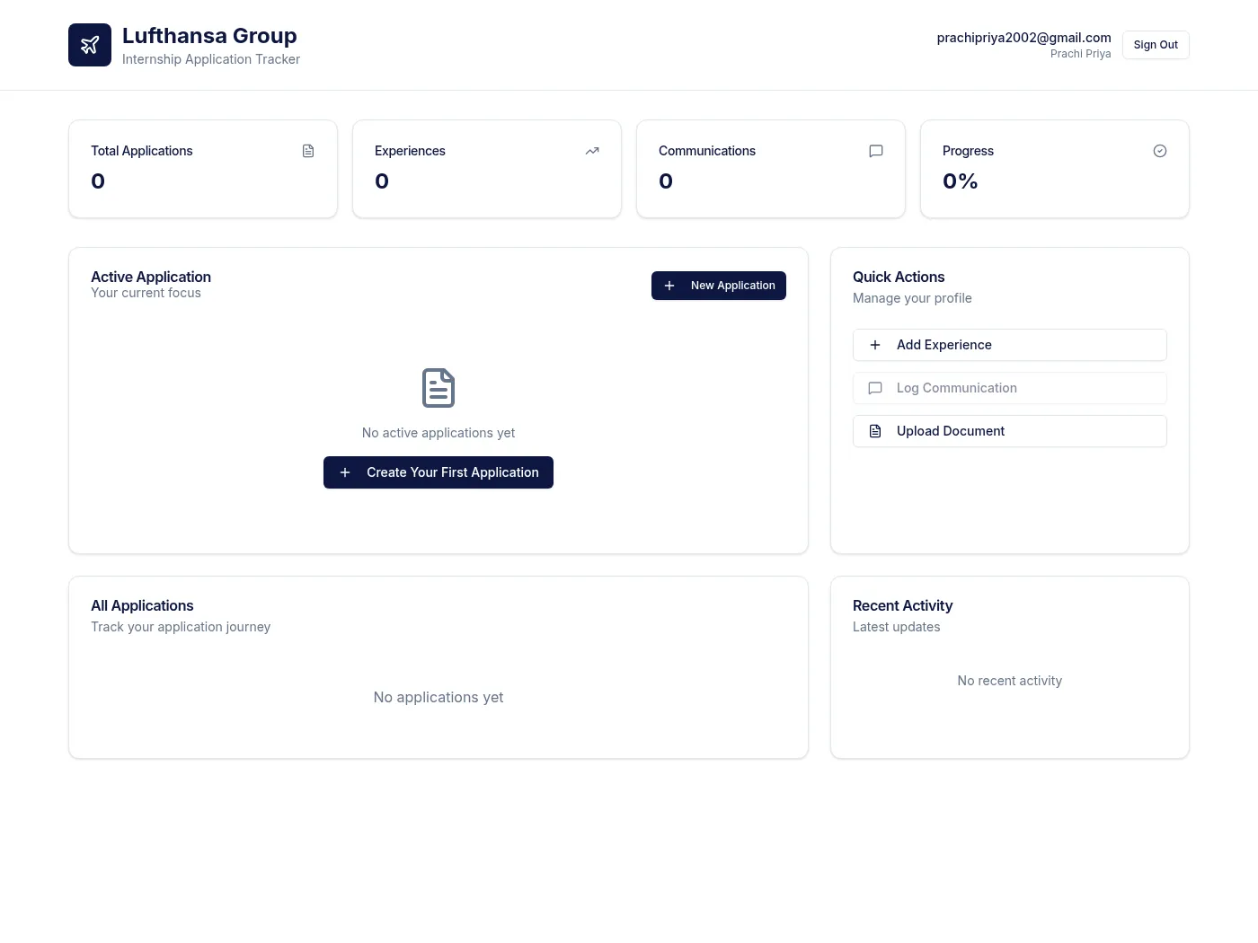 Lufthansa Internship Program Application Tracker
