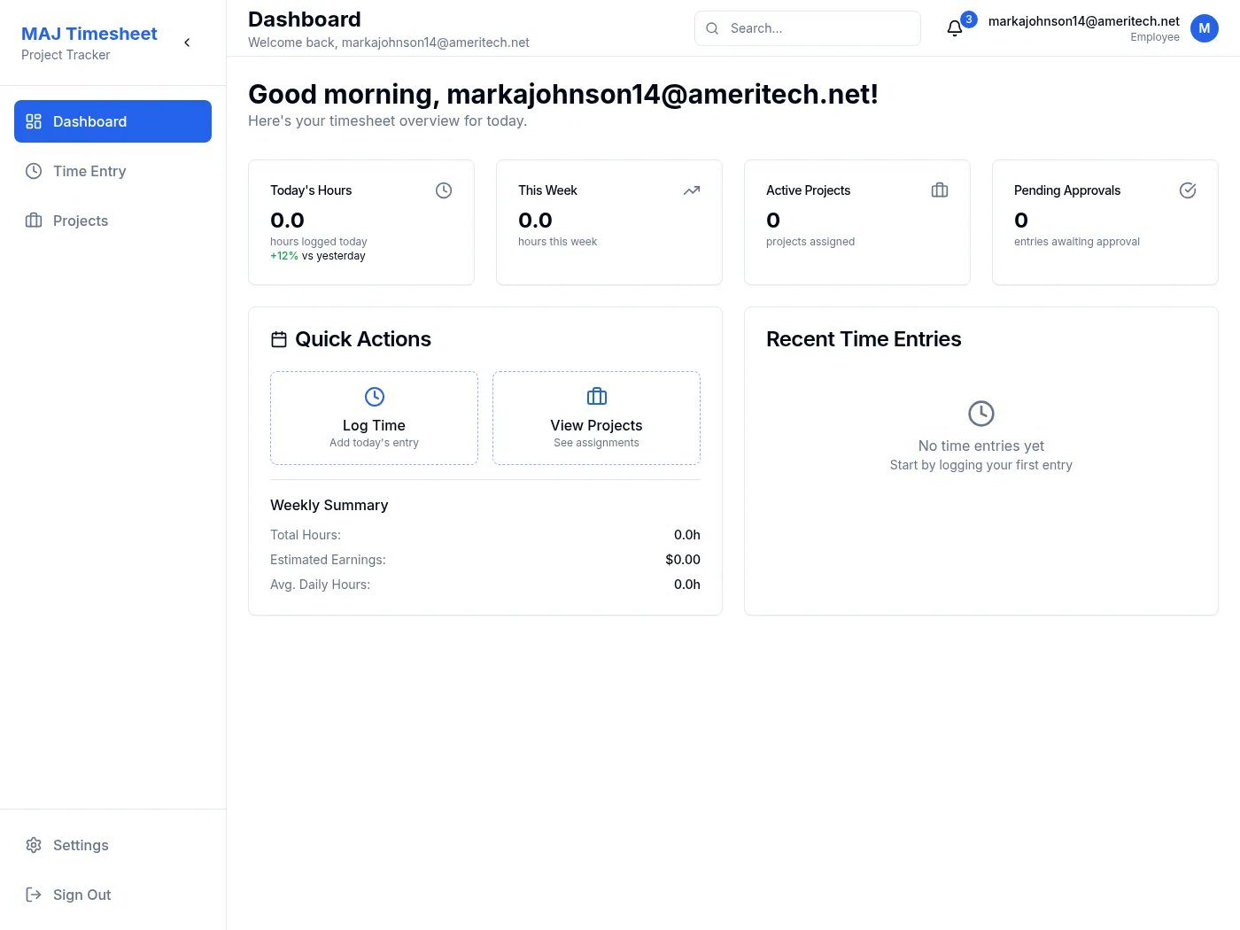 MAJ Cloud-Based Timesheet & Project Tracker