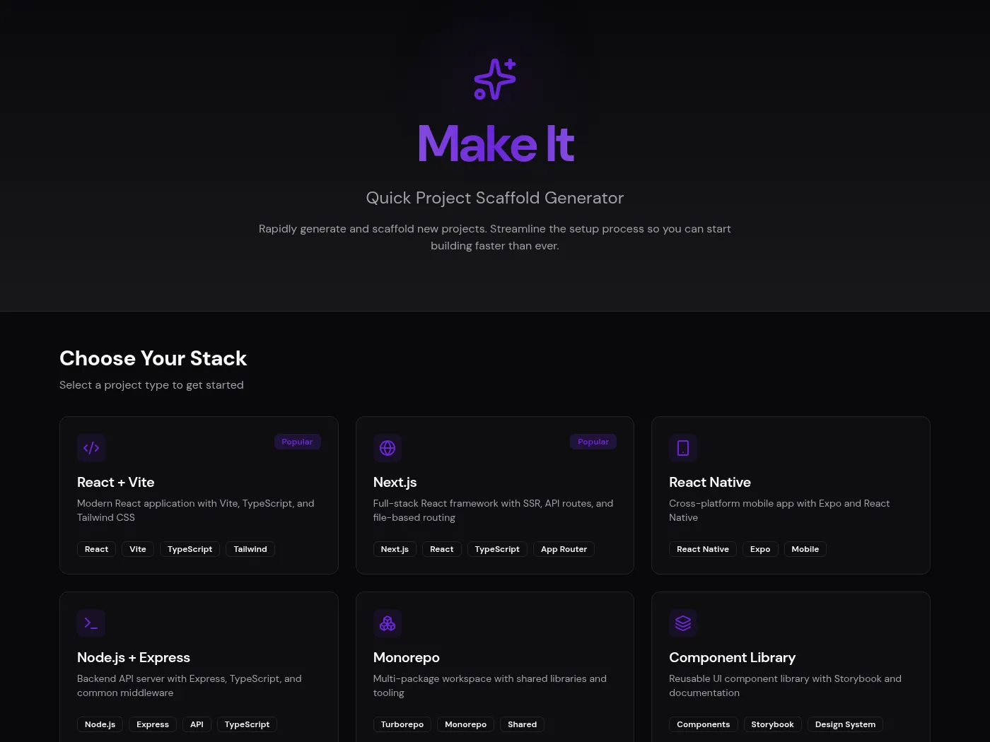 Make It: Quick Project Scaffold Generator