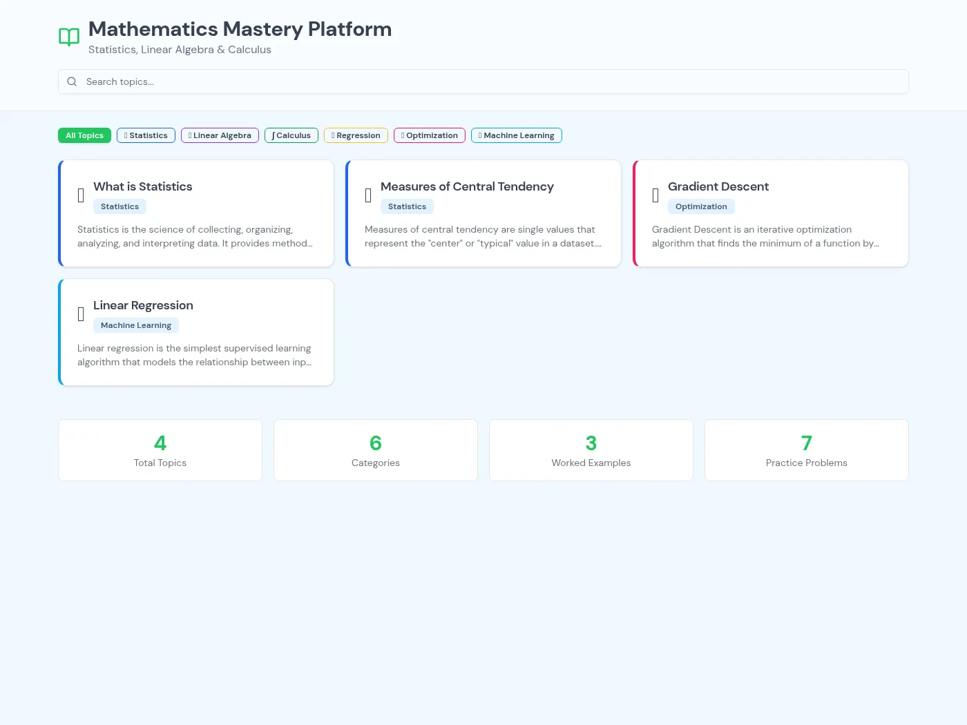 Interactive Data Science and Math Learning Platform